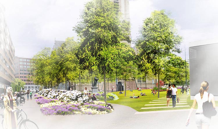 Nieuw stadspark op Grotekerkplein Rotterdam | Architectuur.ORG